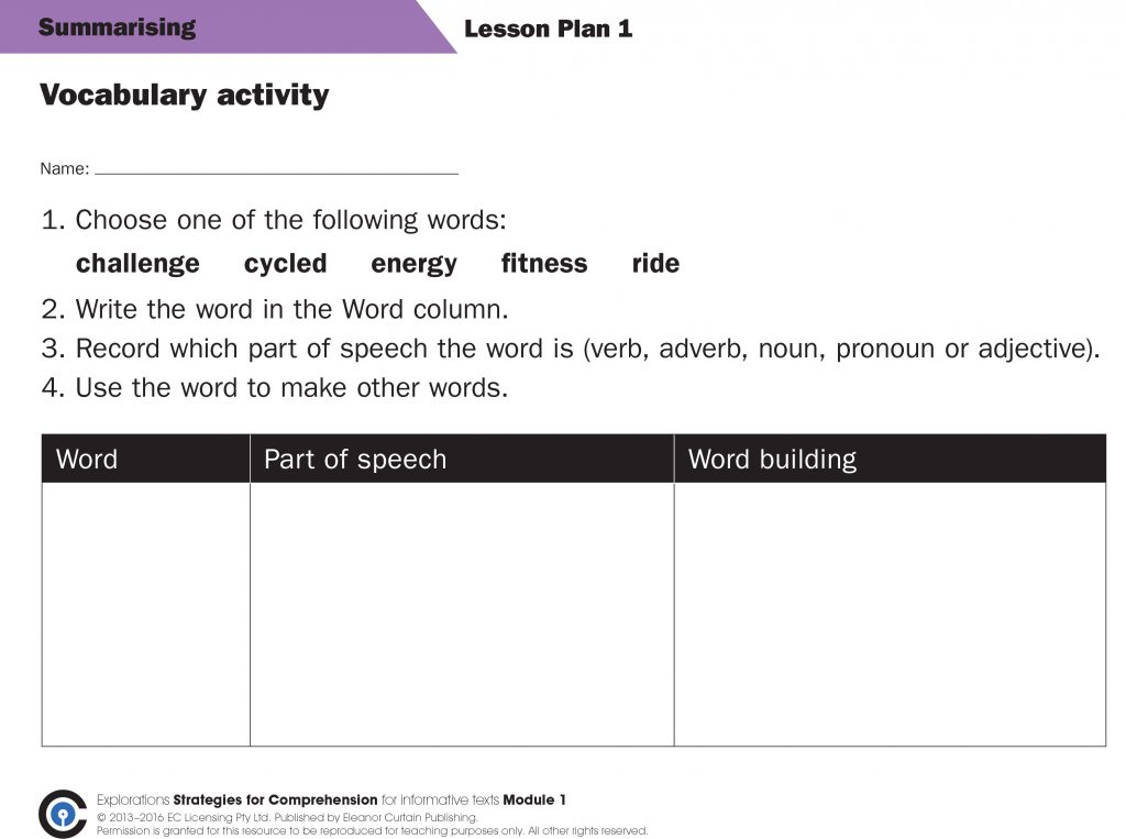 Summarising | Strategies for Comprehension